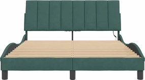 Rám postele s LED osvětlením bez matrace Hanko tmavě zelený 140 x 190 cm samet 3213778
