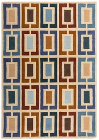 Flair Rugs, Ručně všívaný kusový koberec Illusion Retro Blocks Blue/Multi, 120x170, vícebarevná, ložnice