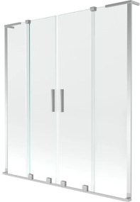 Mexen Velar L Dvoudílná vanová zástěna se dvěma posuvnými křídly 140 x 150 cm, transparentní, chrom - 896-140-003-02-01