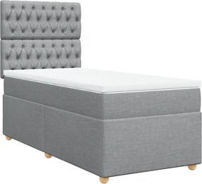 Box spring postel s matrací světle šedý 100 x 200 cm textil 3293498