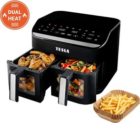 TESLA AirCook DualHeat QD464 XXL - multifunkční duální digitální horkovzdušná fritéza