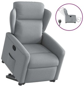 Zvedací polohovací křeslo světle šedé textil 3303134