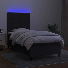 Box spring postel s matrací a LED černá 100x200 cm textil 3135015