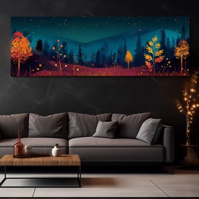 Obraz na plátně - Temný lesík na kraji louky FeelHappy.cz Velikost obrazu: 180 x 60 cm