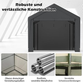 Costway Carport Stan Garáž s 8 odnímatelnými bočními stěnami a rolovacími dvířky