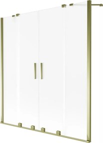 Mexen, Mexen Velar Duo parawan nawannowy 2-skrzydłowy rozsuwany 160 x 150 cm, szron, złoty - 896-160-000-32-50
