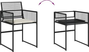 7dílný zahradní jídelní set s poduškami černý polyratan 3295024