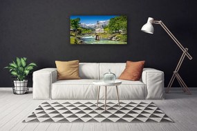 Obraz na plátně Kostel Most Jezero Příroda 120x60 cm