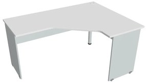 Stůl ergo levý 160*120 cm - Hobis Gate GEV 60 L Dekor stolové desky: bílá, Dekor lamino podnože: šedá, Barva nohy: stříbrná