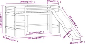 vidaXL Dětská patrová postel se skluzavkou 80x200 cm borové dřevo [835906] Barva: Černá