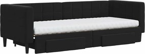 Válenda s přistýlkou a zásuvkami černá 80 x 200 cm samet 3196760