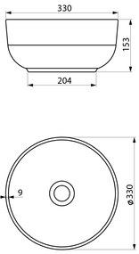Sapho Sapho, EMMI keramické umyvadlo na desku, průměr 33cm, bílá, TU0077