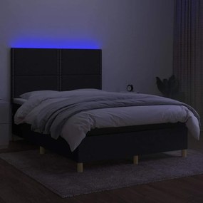 Box spring postel s matrací a LED černá 140x190 cm textil 3135351