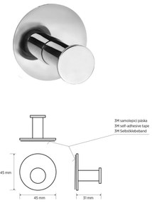 Sapho X-ROUND samolepící háček, nerez lesk XR219