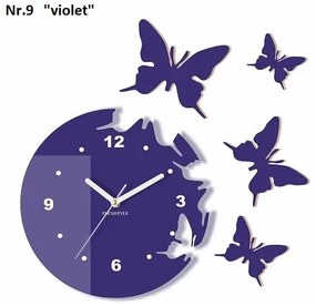 Dekorační nástěnné hodiny létající motýly Červená