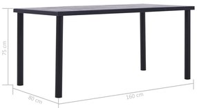 vidaXL Marketos Jídelní stůl černý a betonově šedý 160 x 80 x 75 cm MDF
