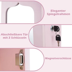 Costway Šperkovnice s LED Uzamykatelná nástěnná/dveřní šperkovnice