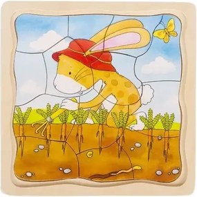 GOKI Vývojové dřevěné puzzle Zeleninový záhon / od 3 let