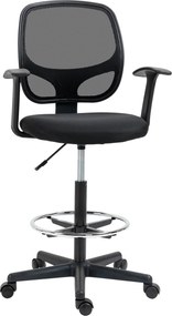 Ergonomická kancelářská židle Vinsetto kancelářská židle, otočná židle, kreslící židle, nastavitelný kroužek na nohy, do 120 kg, černá, 60x56x110-132…