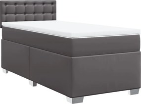 Box spring postel s matrací šedá 80 x 200 cm umělá kůže 3286098