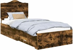 Rám postele s čelo Kouřový dub 70 x 190 cm Kompozitní dřevo 3413670