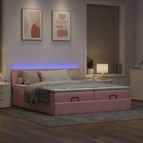 Osmanský rám postele s matrací růžová 200x200cm samet 3312916
