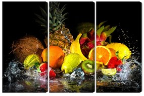 Vícedílný obraz Ovoce S Kapkou Vody Nedostatek Nedostatek Přírodní plátno 120x80
