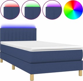 Box spring postel s matrací a LED modrá 80 x 200 cm textil 3133835