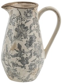 Keramický dekorační džbán se šedými květy Mell French M - 20*14*25 cm