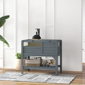 PawHut Dům pro želvy s výškou a policí - Vyrobeno z jedlového dřeva - Pro vnitřní a venkovní použití - Rozměry 103V x 84D x 51Š cm Šedá