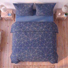 Bavlněné povlečení NORDIC COLLECTION GRID modré - 1x 200/200, 2x 70/90cm