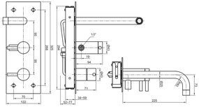 Sapho, MINIMAL podomítková vanová baterie, nerez, MI110