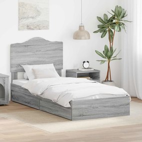 Postel s úložným prostorem se zásuvkou Šedá Sonoma 90 x 200 cm 3413546