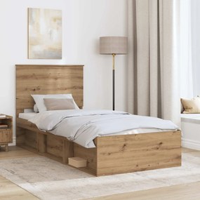 Rám postele Umělecký dub 100 x 200 cm Masivní borové dřevo 3409398