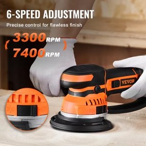 Random Orbital Sander 15,2 cm Dual-Action Sander 10 ks brusných papírů 6 rychlostí