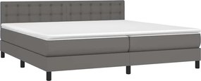 Box spring postel s matrací a LED šedá 200x200 cm umělá kůže 3134247