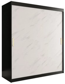 Šatní skříň 180 cm Marbelo T (matná černá + bílý mramor). 1064546
