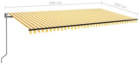 vidaXL Marketos Automatická zatahovací markýza 600 x 350 cm žlutobílá