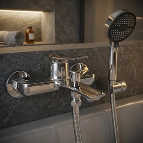 Rea Vision Premium, nástěnná vanová baterie s ruční sprchovou soupravou, chromová, REA-B6739