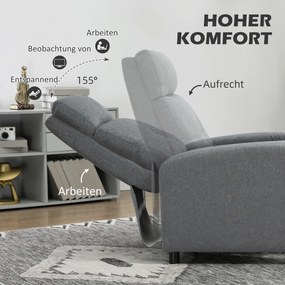 HOMCOM Polohovací Křeslo, TV Křeslo s Polohováním, TV Křeslo s Vzhledem Lnu, Čalouněné Polohovací Křeslo s Jádrem z Taštičkových Pružin, Relaxační Kř…