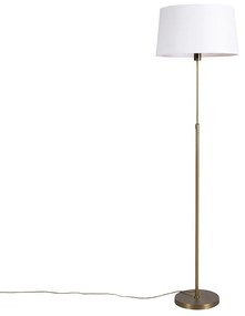 Stojací lampa bronzová s lněným stínidlem bílá nastavitelná 45 cm - Parte