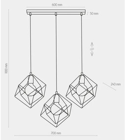 Lustr na lanku ALAMBRE 3xE27/60W/230V