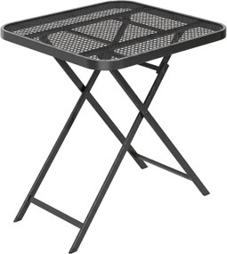 Outsunny skládací zahradní stůl 70 x 70 cm, odolný vůči počasí, balkónový skládací stůl s výřezovým designem, čtvercový, černý