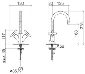 Dornbracht Tara. - umyvadlová baterie stojánková s Push-Open zátkou, chrom, 22512892-00