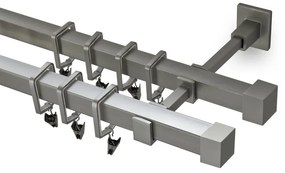 GARNÝŽE-HEBR Garnýž Klasik matná stříbrná dvojitá 200 cm