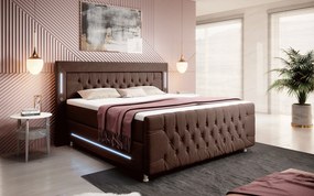 Boxspring postel PARADISE bez úložného prostoru s LED a USB, látka Velikost postele: 120 × 200 cm, Barva látky: Hnědá látka, Výběr matrace:…