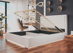 K&M postele Boxspring postel RELINA s úložným prostorem a LED a USB Velikost postele: 200 × 200 cm, Výběr matrace: Taštičková zónová matrace - měkká …