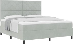 Postel s boxspringem s čelo Světle šedá 180 x 200 cm samet 3339914