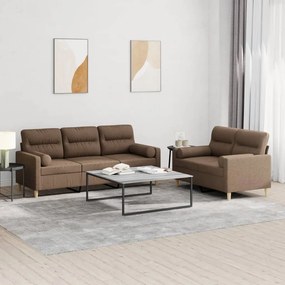 2dílná sedací souprava s polštáři hnědá textil 3201619