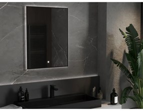 Mexen Erma, LED koupelnové zrcadlo s podsvícením a černým rámem 60x80 cm, 6000K, ochrana proti zamlžování, 9814-060-080-611-70